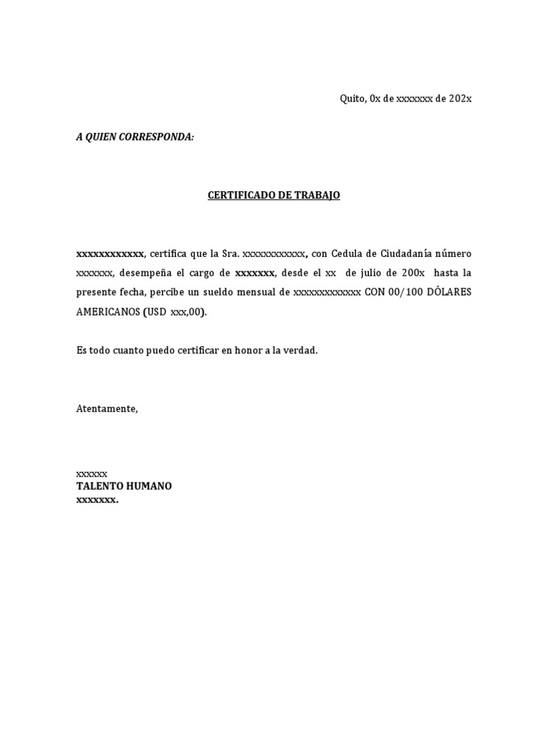 Certificado Laboral Ejemplo | PDF