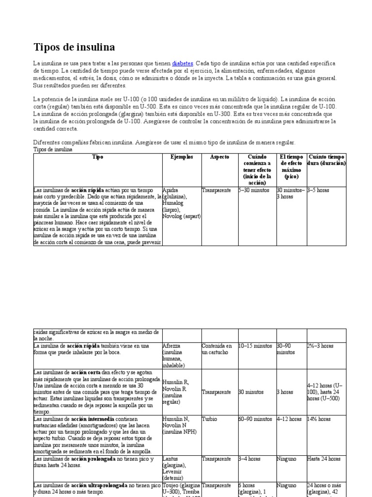 Tipos de Insulina | PDF