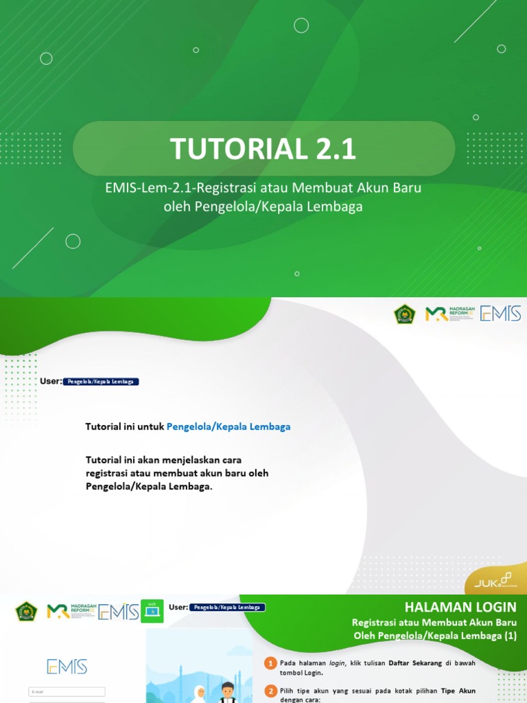 EMIS-Lem-2.1-Registrasi Atau Membuat Akun Baru Oleh Pengelola Atau Kepala Lembaga-V0.2 | PDF