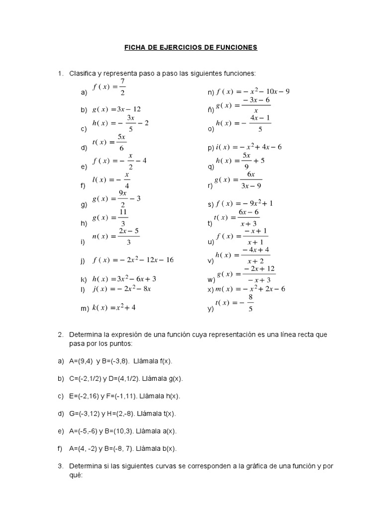 Ficha de Ejercicios de Representación de Funciones | PDF