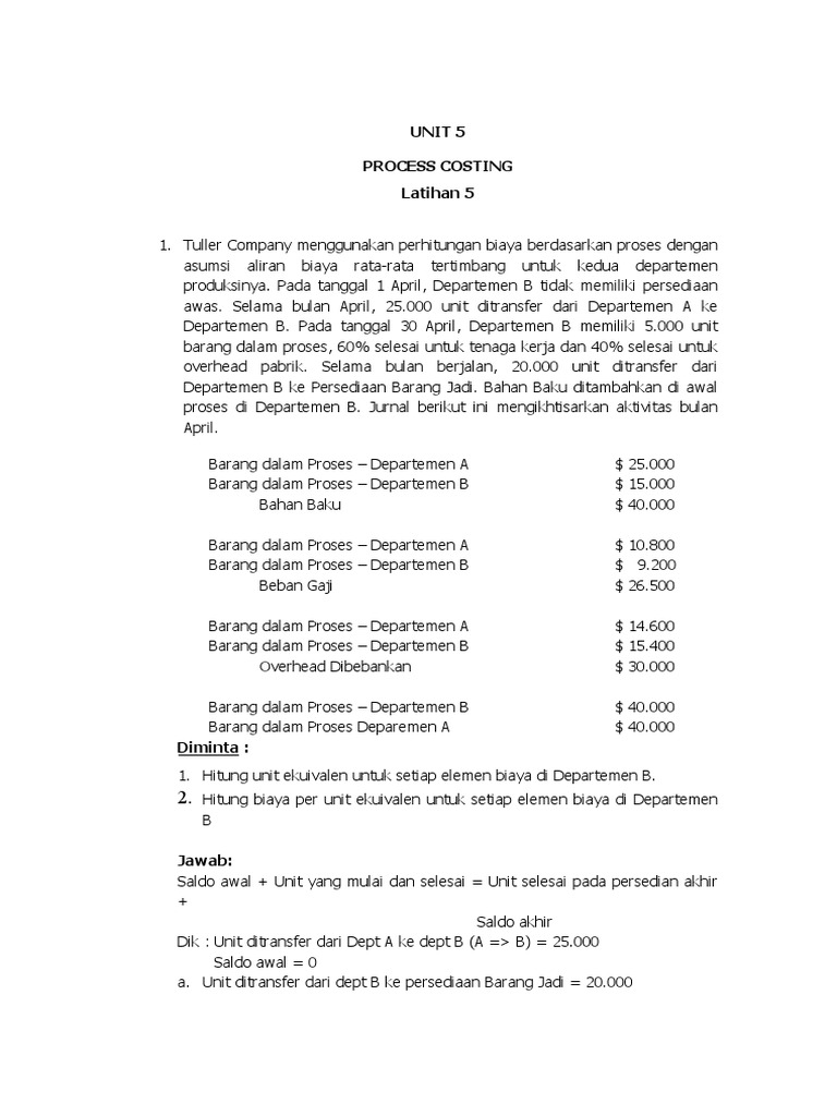 Biaya Proses dan Unit Ekuivalen | PDF