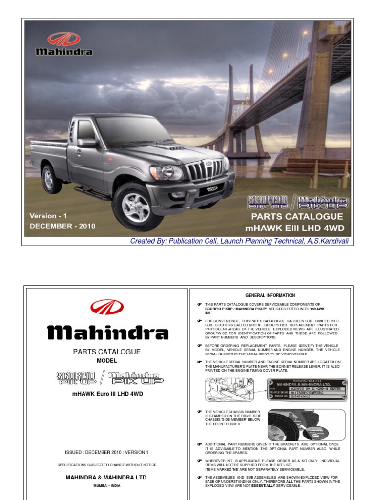 Scorpio/Mahindra Pikup Parts Guide | PDF | Manual Transmission | Turbocharger