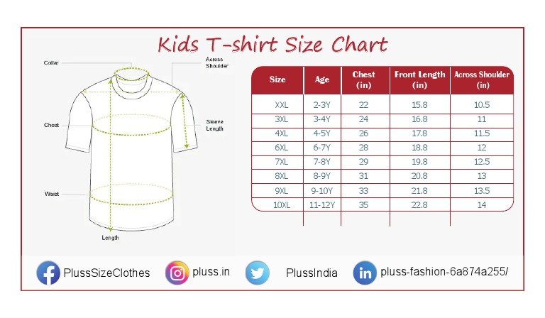 T Shirt Sizing Chart Youth