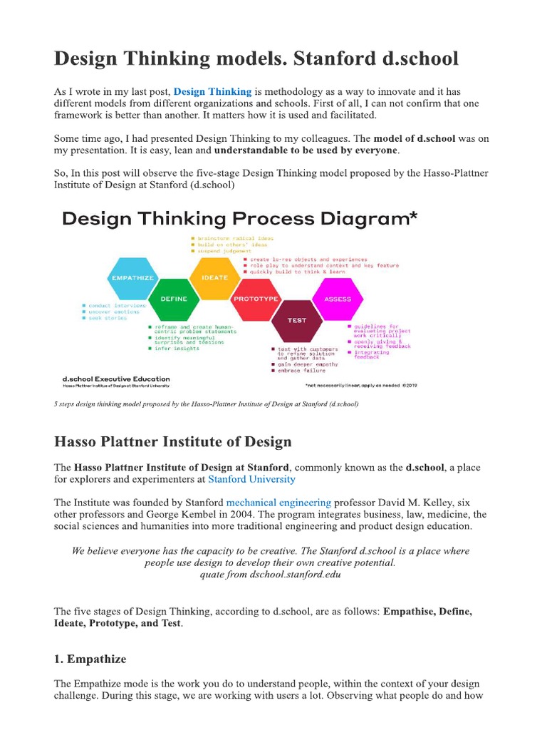 W1-Design Thinking Model Stanford | PDF