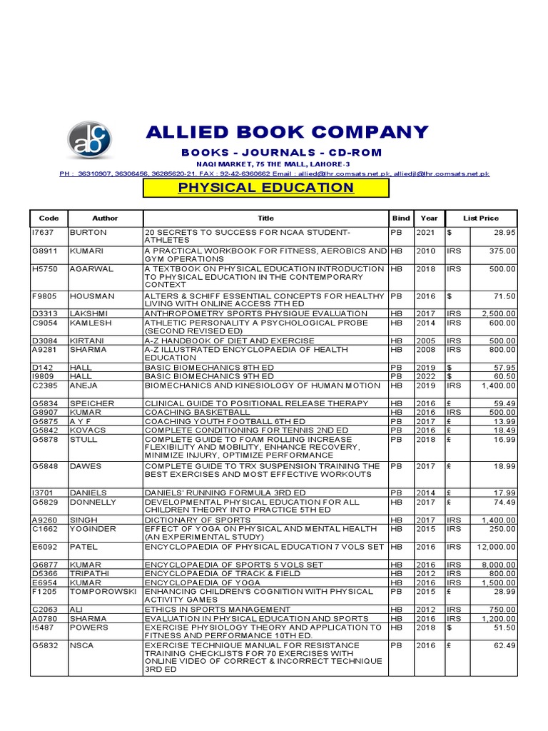 Physical Education Book Listings | PDF