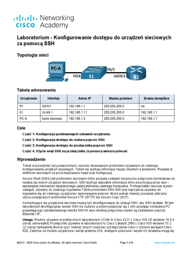 16.4.7 Lab - Configure Network Devices With SSH - PL PL | PDF