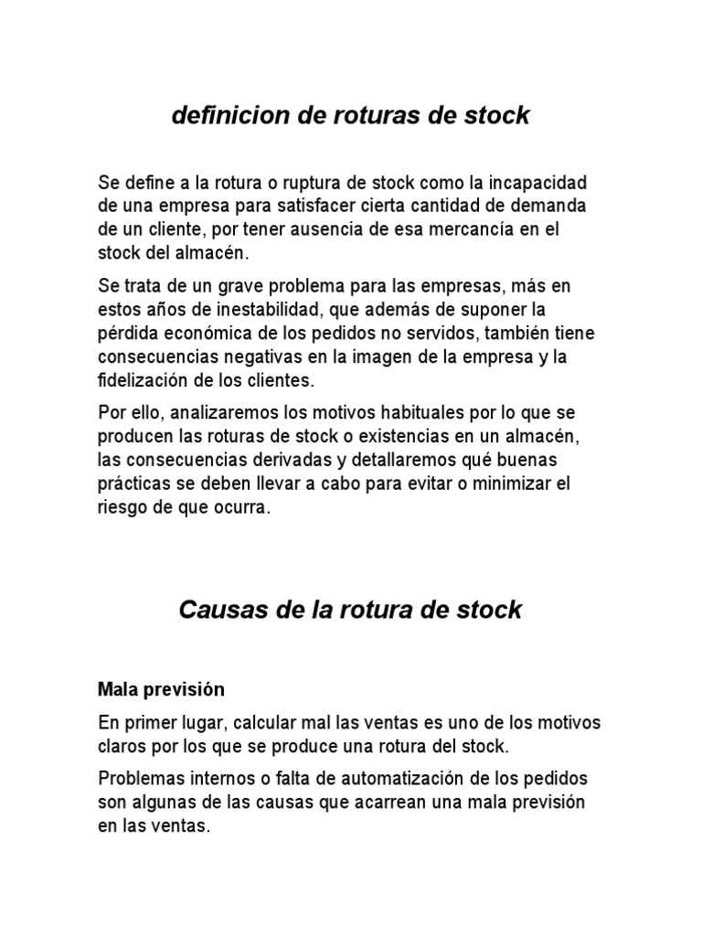 Definicion de Roturas de Stock | PDF