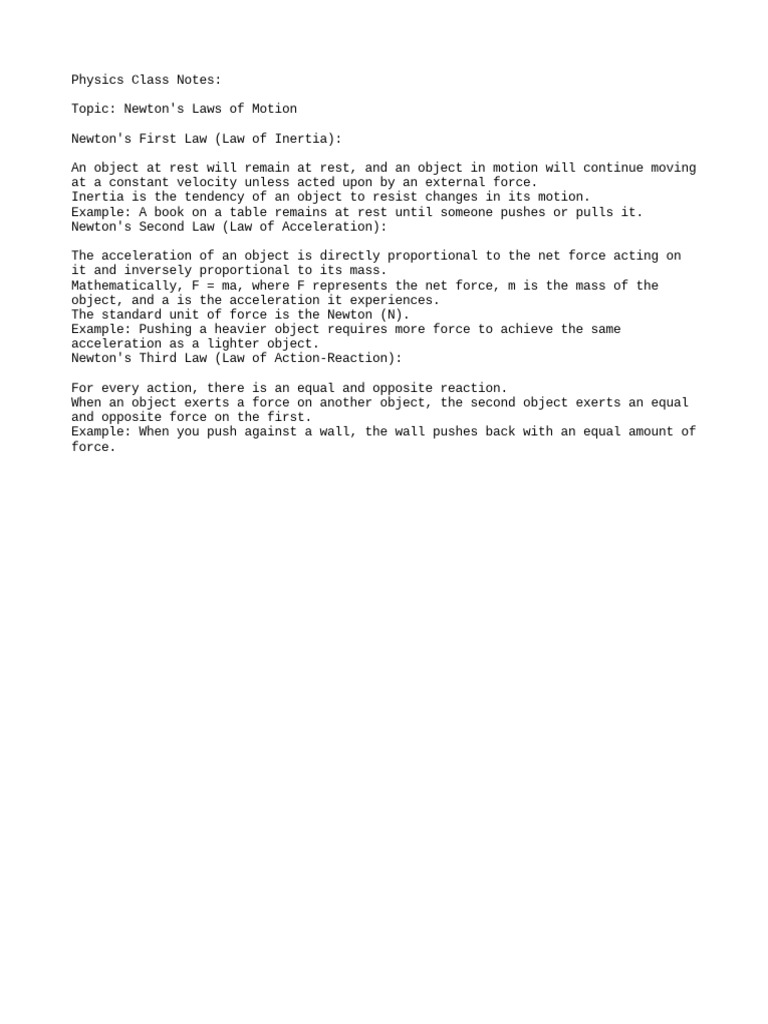 Newton's Laws: Student Guide | PDF