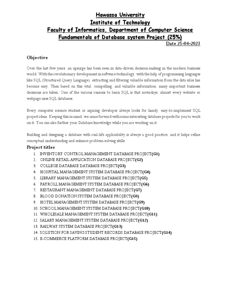 Assignment Project For FDS | PDF | Databases | Computer Science