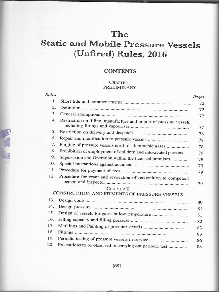 Static and Mobile Pressure Vessels (Unfired) Rules, 2016 | PDF
