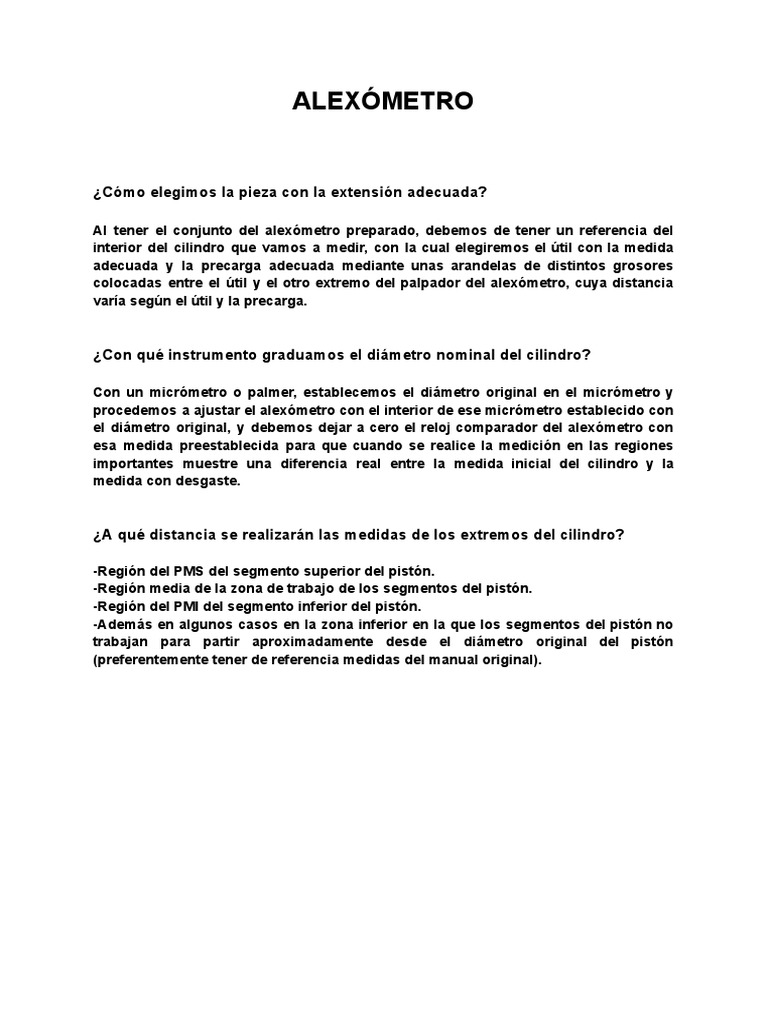 Medición Precisa de Cilindros con Alexómetro | PDF