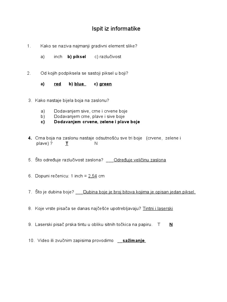 Ispit Iz Informatike 2022 | PDF