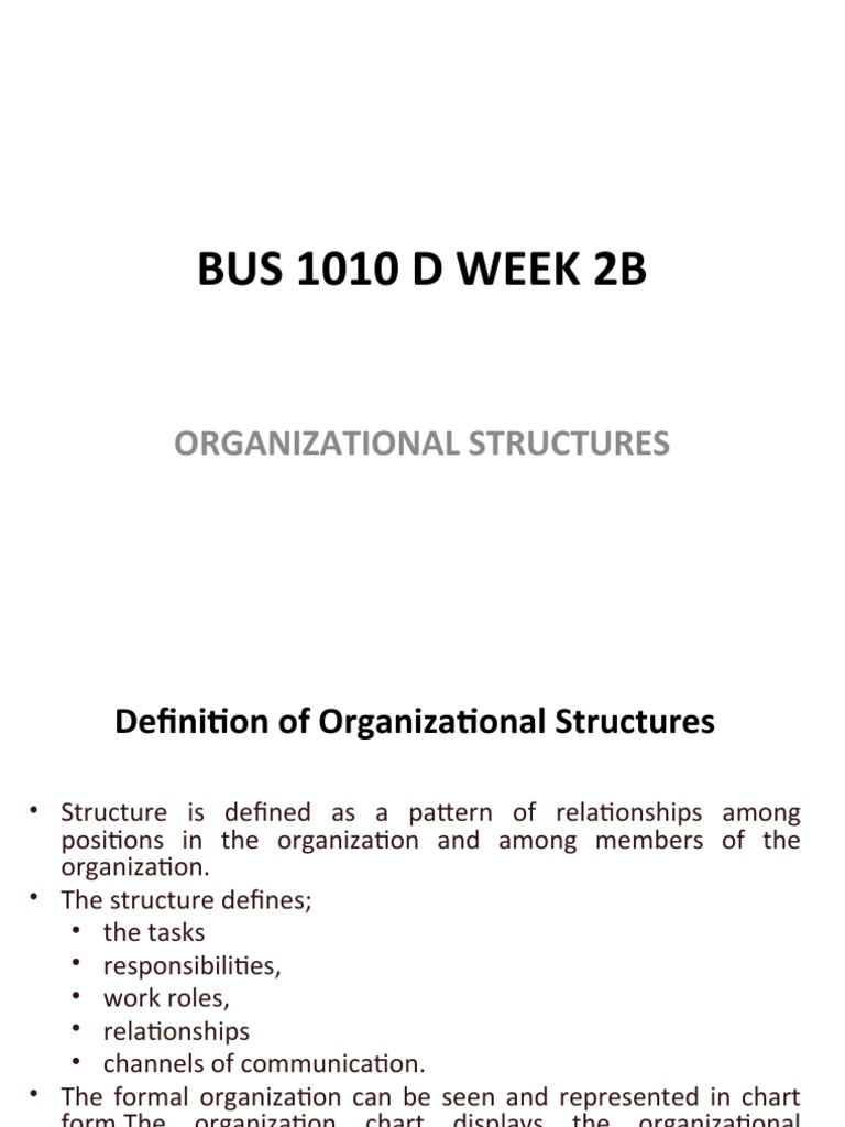 Bus 1010 Week 2B Organizational Structures | PDF Bus 1010 Week 2B Organizational Structures | PDF