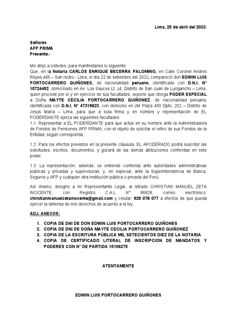 Afp Prima - Portocarrero | PDF