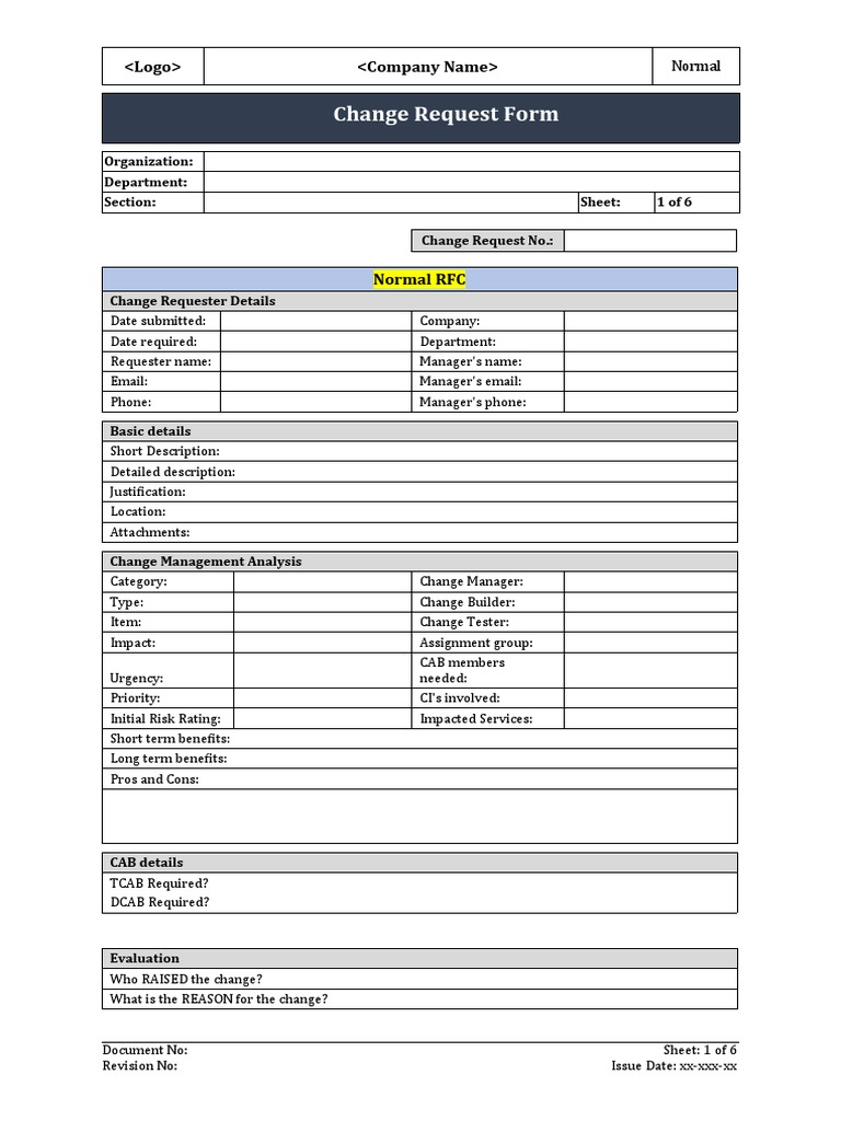 ITIL Change Request Form | PDF | Risk | Risk Management