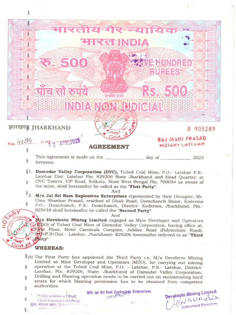 Jai Sri Ram Explosive Agreement | PDF