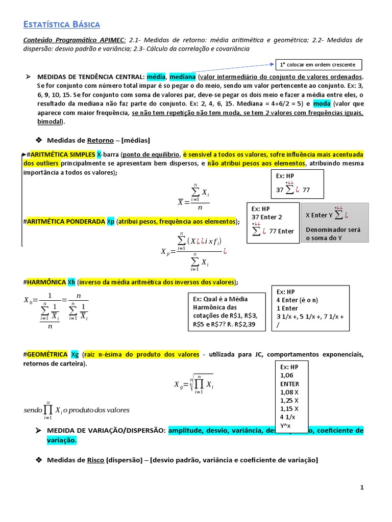 Estatística Básica OK 2 | PDF | Variação | Desvio padrão