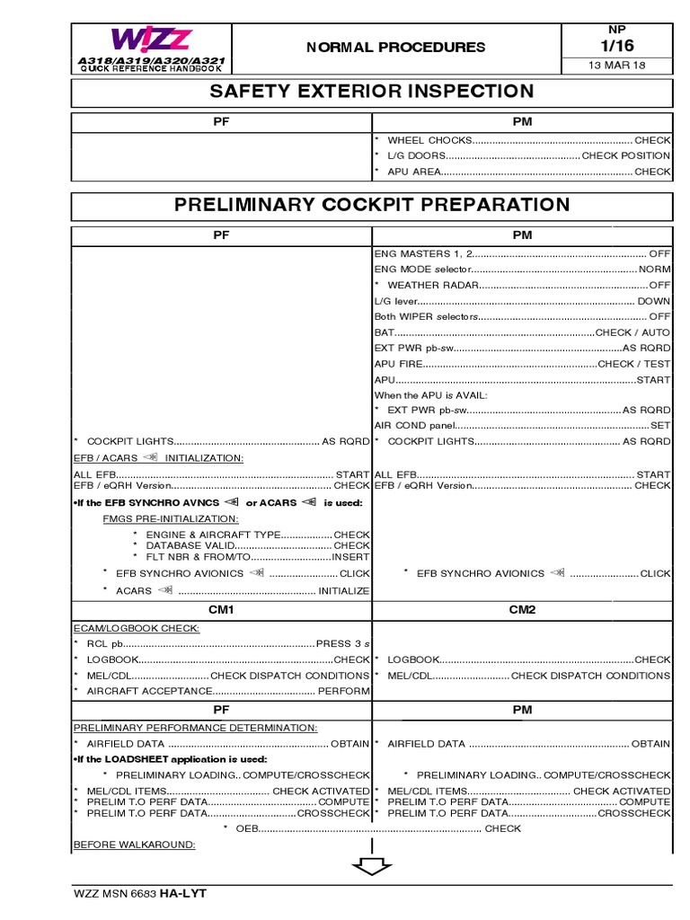 Preliminary Cockpit Preparation QRH-SIM-HA-LYT | PDF | Jet Aircraft | Aviation