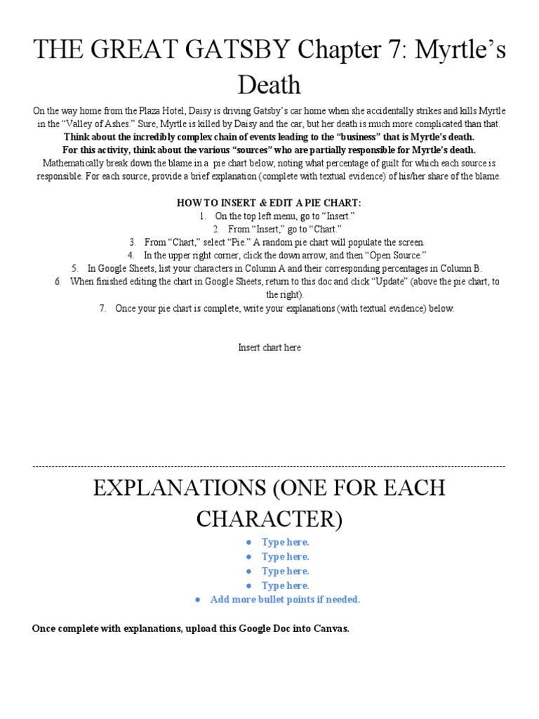 GATSBY Ch. 7 - Myrtle's Death Blame Chart | PDF