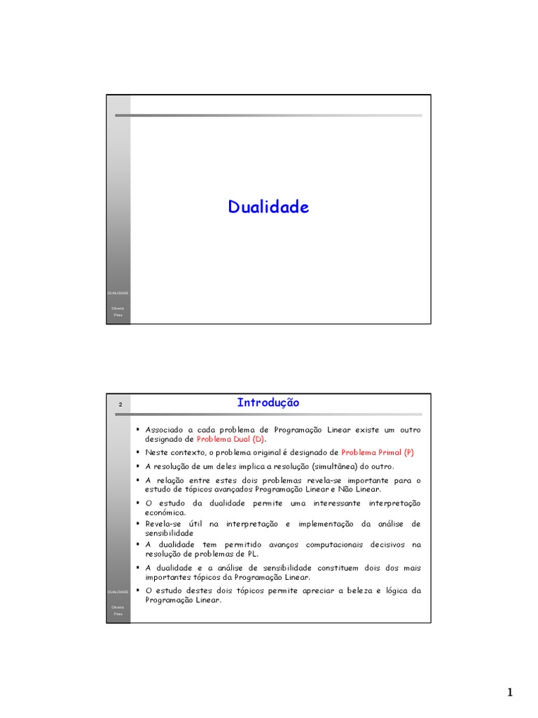 Dualidade | PDF | Programação linear | Economia