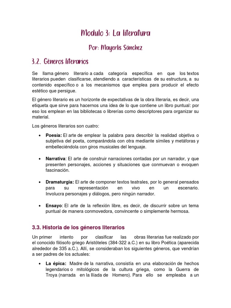 Modulo 3.2 Géneros Literarios | PDF | Poesía | Las artes