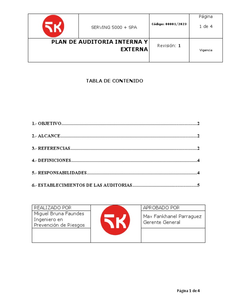 Plan de Auditoria Interna y Externa | PDF | Auditoría | Business