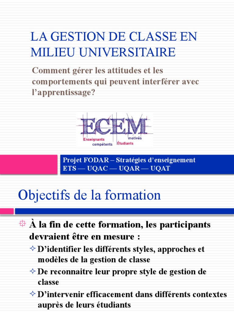 Gestion de classe en milieu universitaire | PDF | Développement personnel