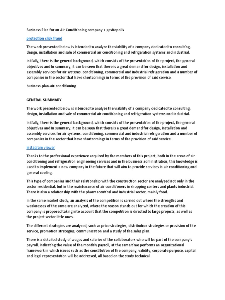 Business Plan for an Air Conditioning company[1] | PDF