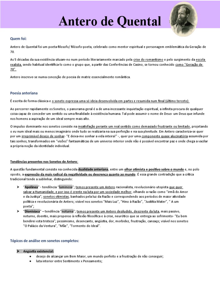 Resumo V - Antero de Quental | PDF