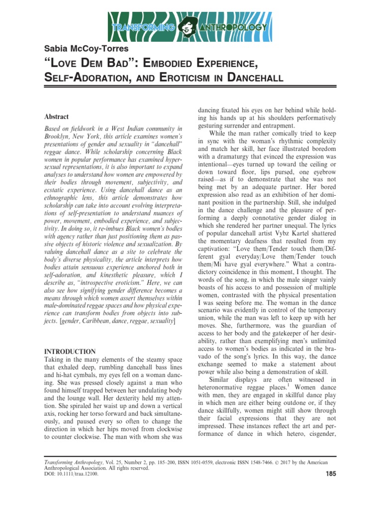 "Love Dem Bad" Embodied Experience, Self-Adoration, and Eroticism in ...