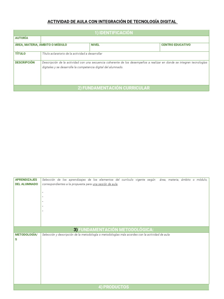 Plantilla Diseño Actividad | PDF