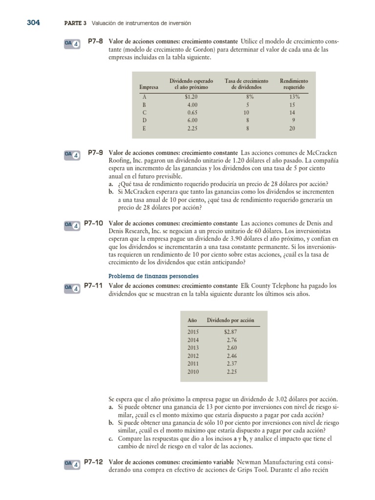 Prob. 8 Cap 7 | PDF | Compartir (Finanzas) | Economias