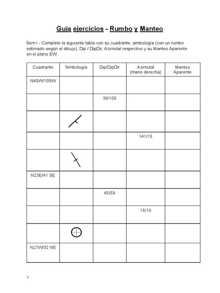 Guía Ejercicios Rumbo y Manteo | PDF