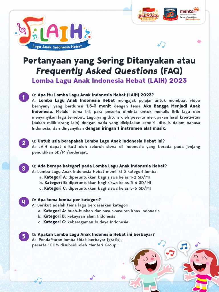 FAQ Lomba Lagu Anak Indonesia Hebat 2023 | PDF