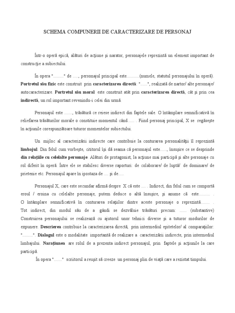 Caracterizare de Personaj | PDF
