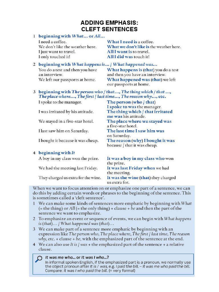 1.cleft Sentences-Explanations+exercises | PDF