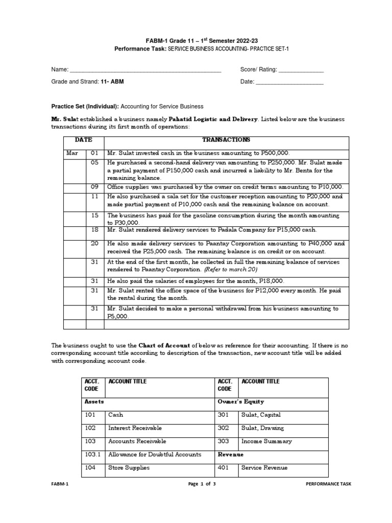FABM1 - Practice Set 1 | PDF