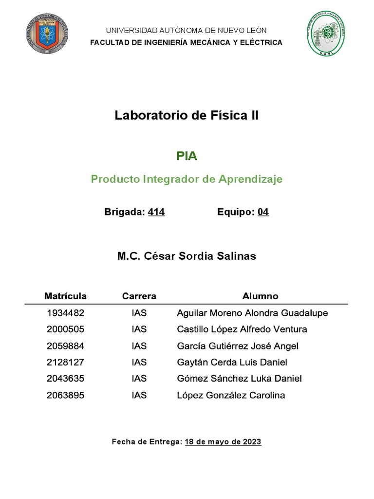 PIA - Lab Fis II FIME | PDF