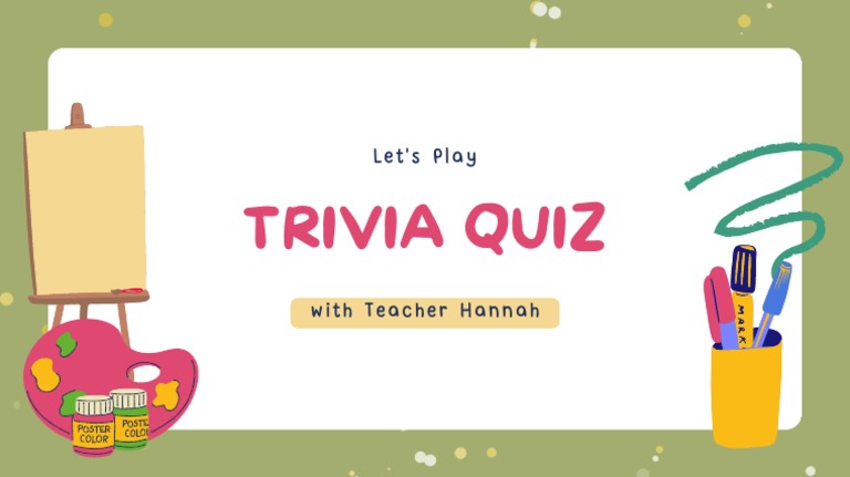 Green Cheerful and Playful Illustrative Trivia Quiz Digital Game ...
