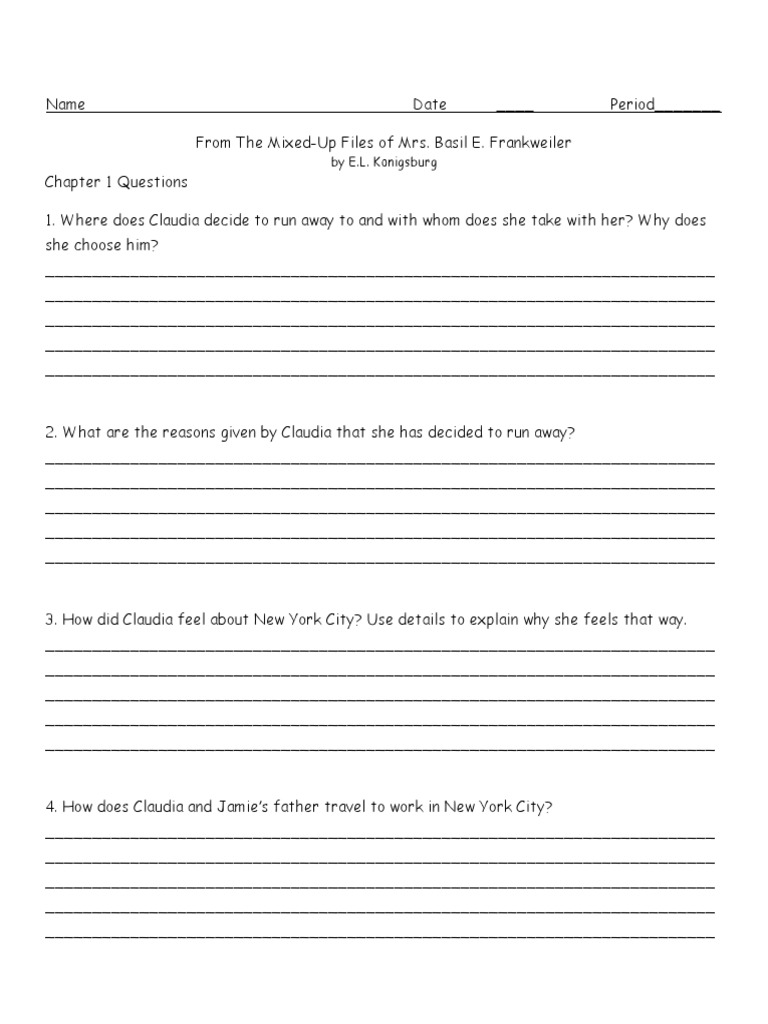 Mixed Up Files Chapter Qs Pdf