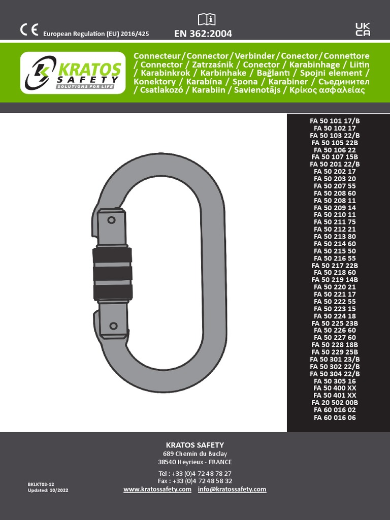 Kratos Safety Connectors Uim (Bklkt03-12) | PDF