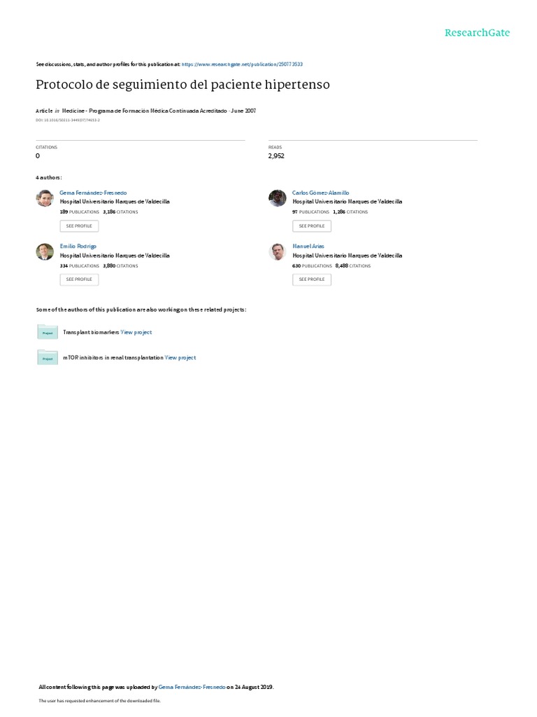 Protocolo seguimiento HTA | PDF | Hipertensión | Especialidades Medicas