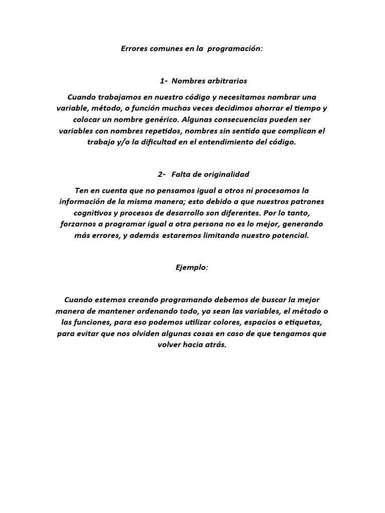 Errores Comunes en La Programación | PDF | Lenguaje de programación ...