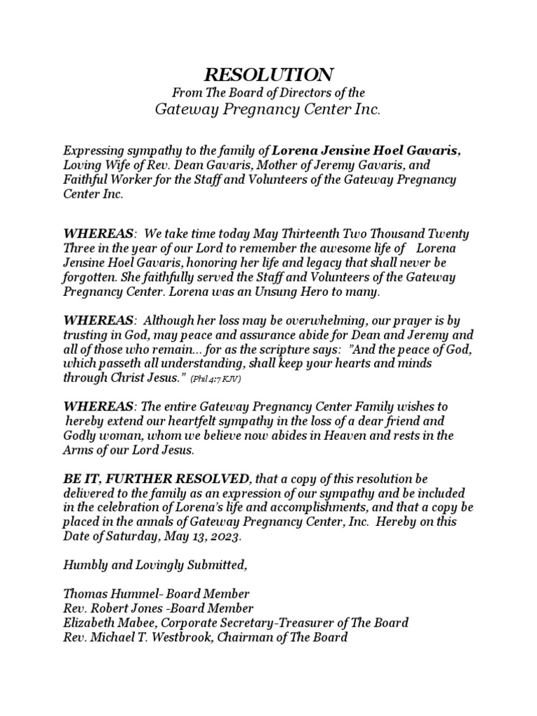 Gateway Board Resolution May 13 2023 | PDF | Religion & Spirituality