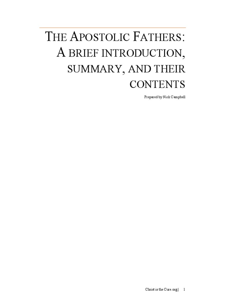 An Overview of the Apostolic Fathers: A Brief Introduction to Their ...