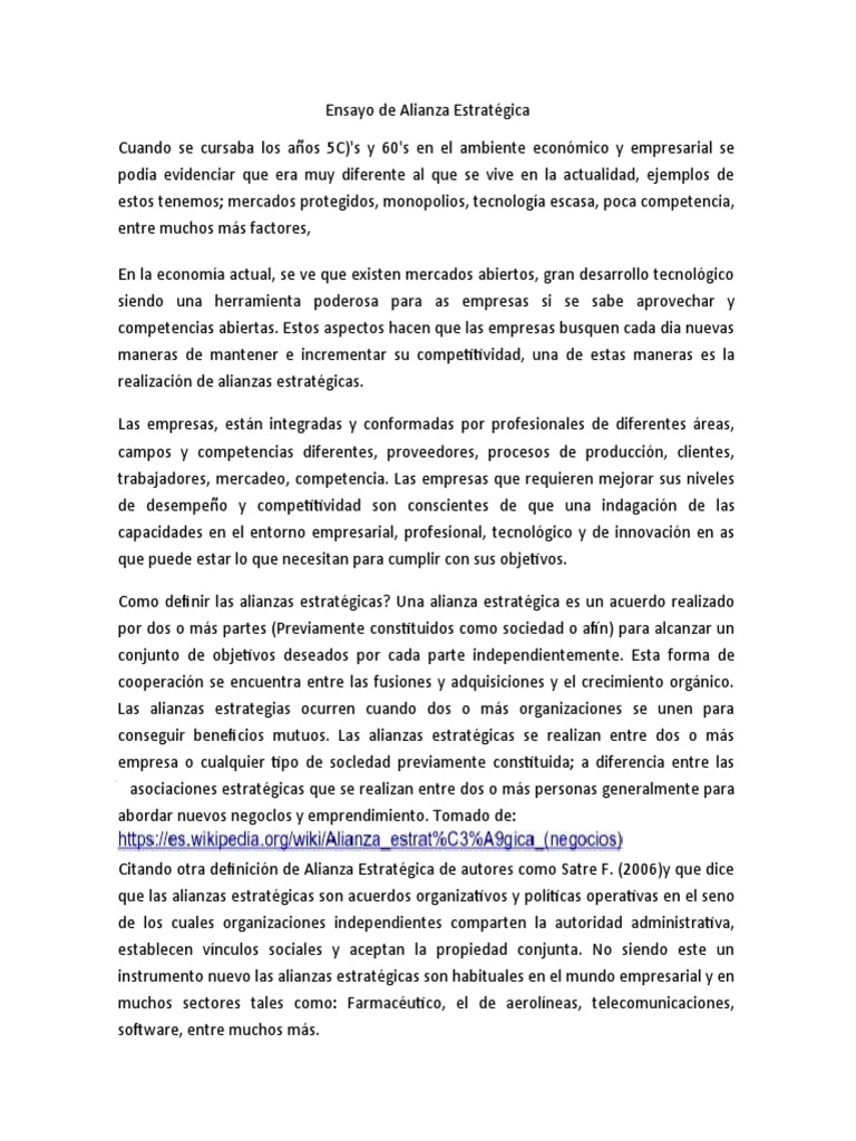 Importancia de Alianzas Estratégicas | PDF | Proyecto conjunto ...