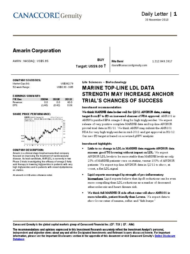 57069-DL Amrn 11292010 | PDF | Financial Analyst | Low Density Lipoprotein