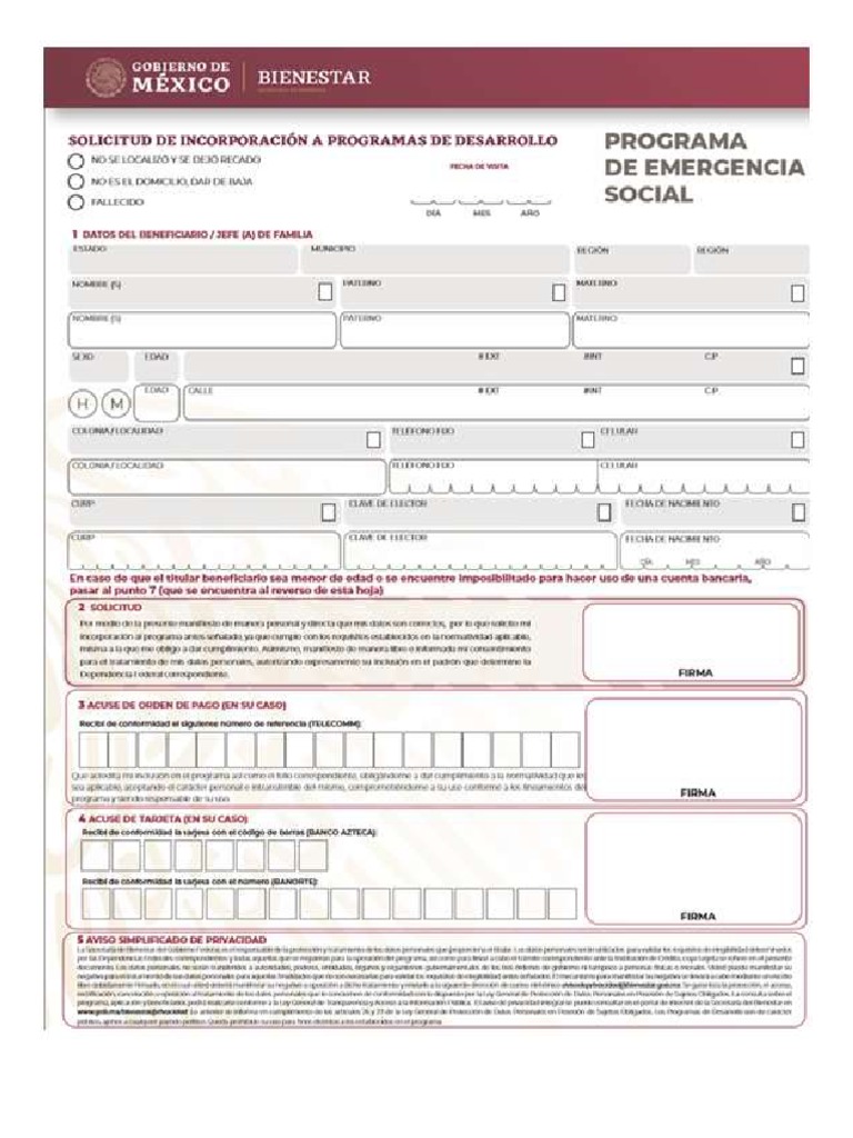 formatos bienestar 2020 | PDF