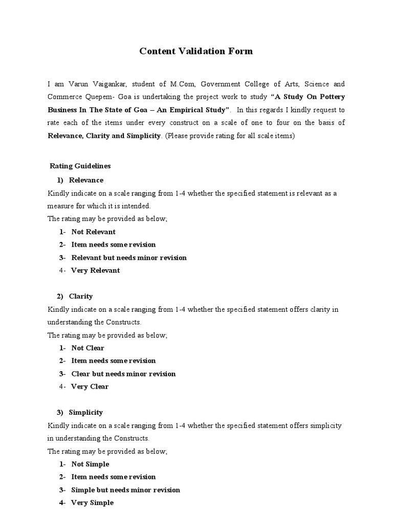 Content Validation Form | PDF