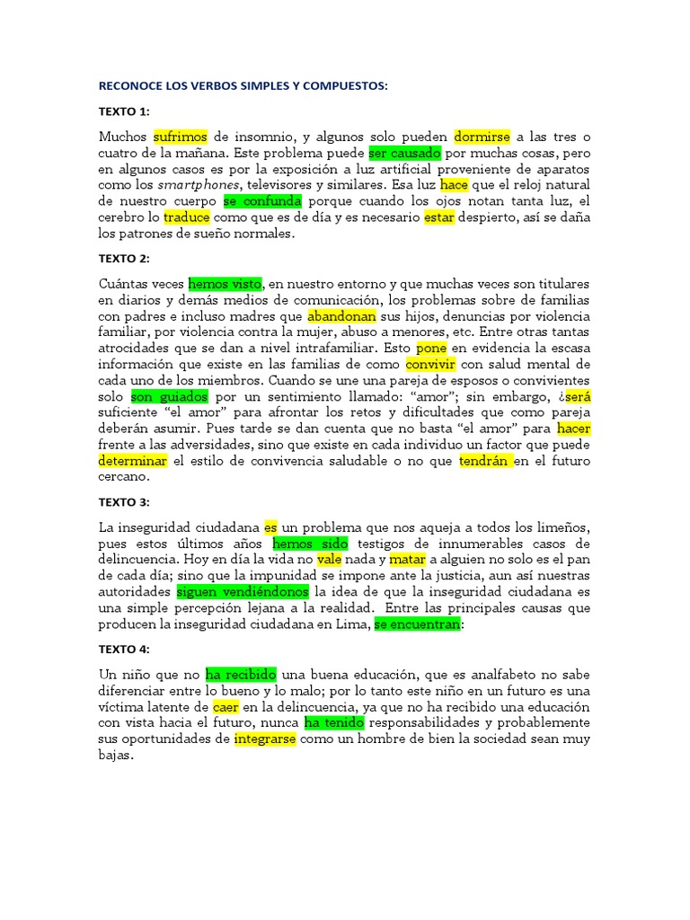 Verbos Practica Simples y Compuestos | PDF | Amor | Violencia